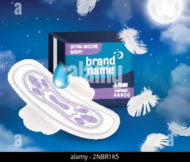 Feminine pads pack. Realistic sanitary pads packaging box advertising ...