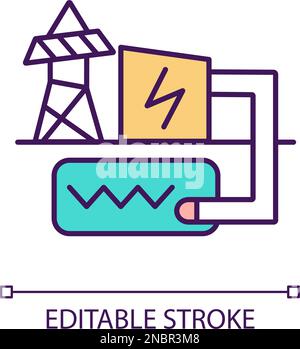 Geothermal energy RGB color icon. Industrial power plant, thermal ...
