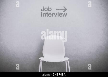 Job interview waiting room with directory sign and empty chair Stock ...