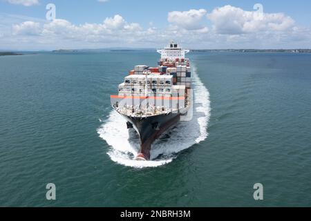 Container Ship Navios Miami departing Auckland's Waitamata harbour ...