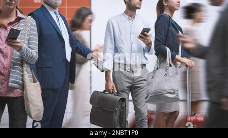 Quick thief pickpocketing in the crowded city street, he is stealing a ...