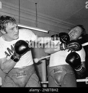 Heavyweight boxer Billy Walker in his training quarters at Blue House ...