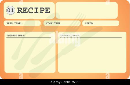Recipe card. Cookbook template with kitchen utensils. Vector ...