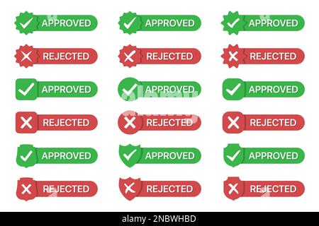 Set of approved and rejected badges icon in a flat design Stock Vector Image & Art - Alamy