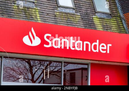 Sign on exterior of Santander Bank, Manchester, England, UK Stock Photo ...