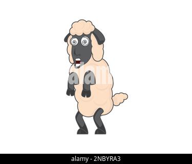 Dizzy Sheep with Standing Gesture Illustration Stock Vector Image & Art ...