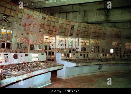 Chernobyl reactor 4 control room. Inside the control room of reactor ...