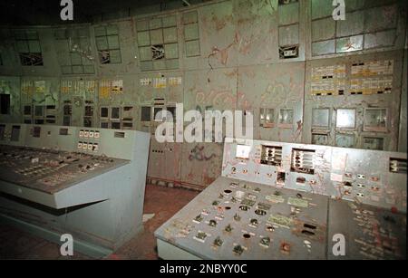 Chernobyl reactor 4 control room. Inside the control room of reactor ...