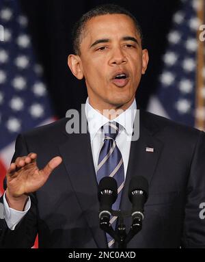 President Barack Obama outlines his fiscal policy during an address at ...