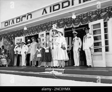Maj. Gen. Sir Hubert Rance, governor of Trinidad, reads address ...