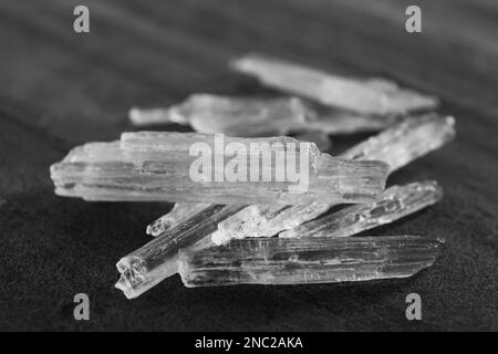 Menthol crystals on grey background, closeup view Stock Photo - Alamy