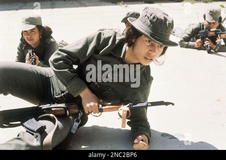 A contingent of Libyan women soldiers undergo Guerrilla training at a ...