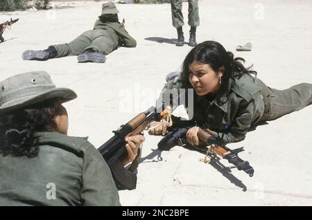 A contingent of Libyan women soldiers undergo Guerrilla training at a ...