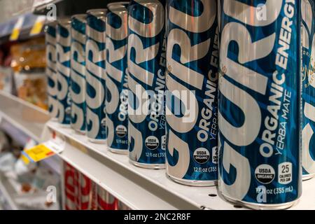 Cans of GURU, an organic energy drink are seen in the their offices in ...