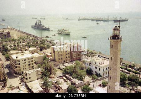 Docks at Port Said, Suez Canal, Egypt, c.1870's Stock Photo - Alamy