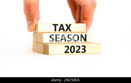Tax season 2023 symbol. Concept words Tax season 2023 on green paper ...