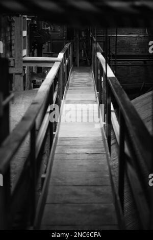 Vintage medieval wooden catwalk Stock Photo - Alamy