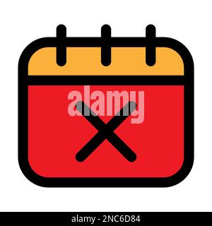 Calendar delete icon line isolated on white background. Black flat thin ...