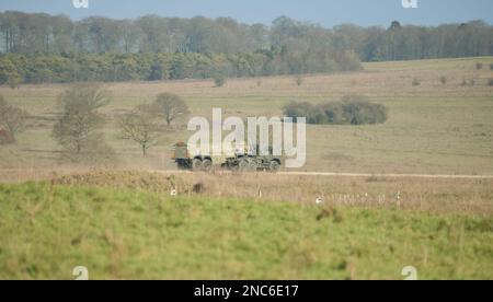 British army unit support tanker in action on a military exercise Stock ...