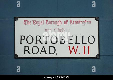 Portobello Road, street name sign in London England United Kingdom UK ...