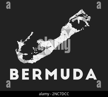 Bermuda icon. Polygonal map of the island in gradient ring. Round low ...