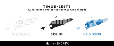 Map of Timor-Leste - outline. Silhouette of Timor-Leste map vector ...