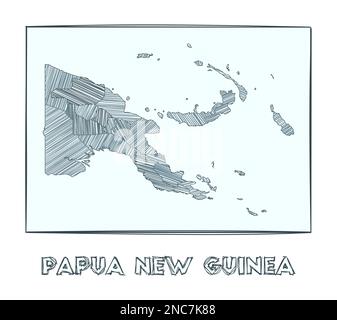 A grayscale map of Papua New Guinea with a hanging Papua New Guinean ...