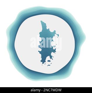 Phuket Badge. Round logo of island with triangular mesh map and radial ...