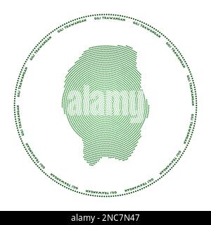 Gili Trawangan icon. Round logo with island map and title. Stylish Gili ...
