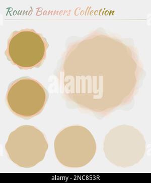 Round labels. Circular backgrounds in black, green, and brown colors ...