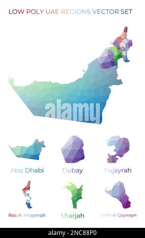 Low Poly map of UAE. UAE geometric polygonal, mosaic style map Stock ...