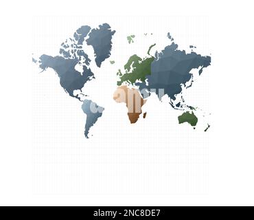 World map illustration. Mercator projection. Beautiful vector ...