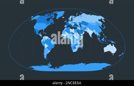 Vector world map. Loximuthal projection. Plain world geographical map ...