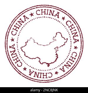 China stamp. Travel red rubber stamp with the map of country, vector ...