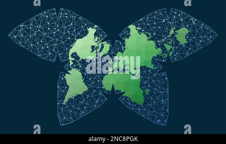 World map connection. Polyhedral Waterman projection. World Network ...