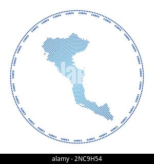 Corfu icon. Round logo with island map and title. Stylish Corfu badge ...