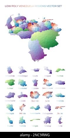 Venezuela map design. Map of the country with regions in emerald ...