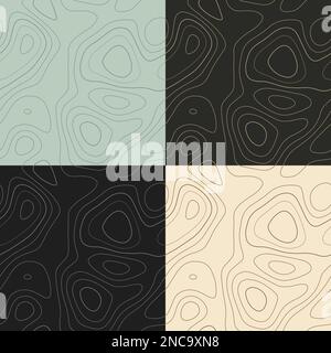 Topography patterns. Seamless elevation map tiles. Authentic isoline ...