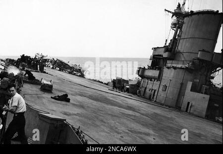 Last scenes on board the sinking British aircraft carrier H.M.S. Ark ...