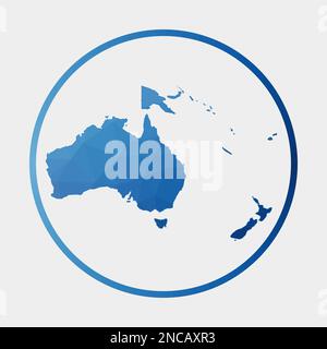 Oceania icon. Network map of the continent. Round Oceania sign with ...