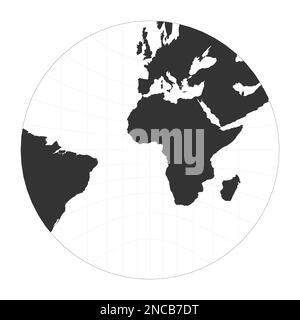 Map of the World. Gnomonic projection. Globe with latitude and ...