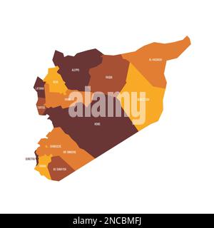 Orange political map of Syria. Administrative divisions - governorates ...