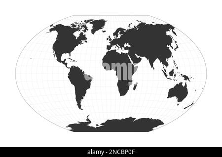 World shape. Winkel tripel projection. Plan world geographical map with ...