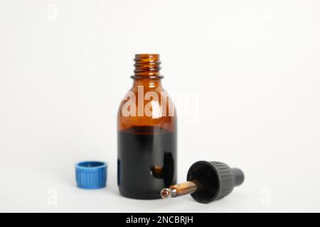 Bottle of medical iodine and dropper on white background Stock Photo ...