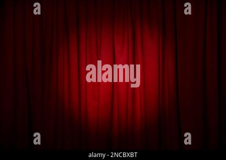 Closed elegant red front curtains as background, closeup Stock Photo ...