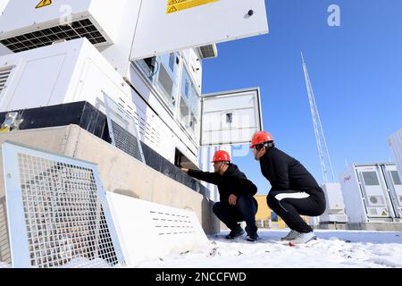 ZHANGYE, CHINA - FEBRUARY 14, 2023 - Workers carry out commissioning ...