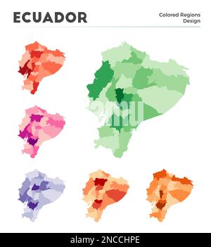 Isolated colored map of Ecuador with borders of the regions Stock ...