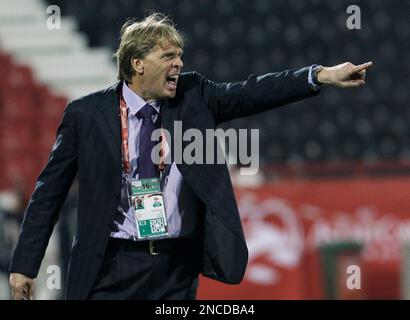 Iraq's national team coach Wolfgang Sidka of Germany, speaks during a ...