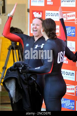 From left, Shauna Rohbock and Valerie Fleming of the United States, who ...