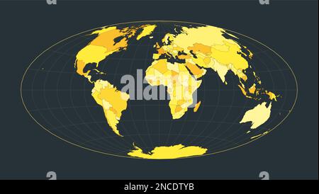 Map of The World. Hammer projection. Globe with latitude and longitude ...